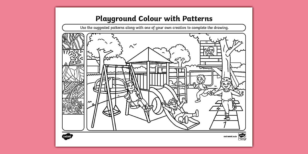 Playground Colour With Patterns Worksheet (teacher made)