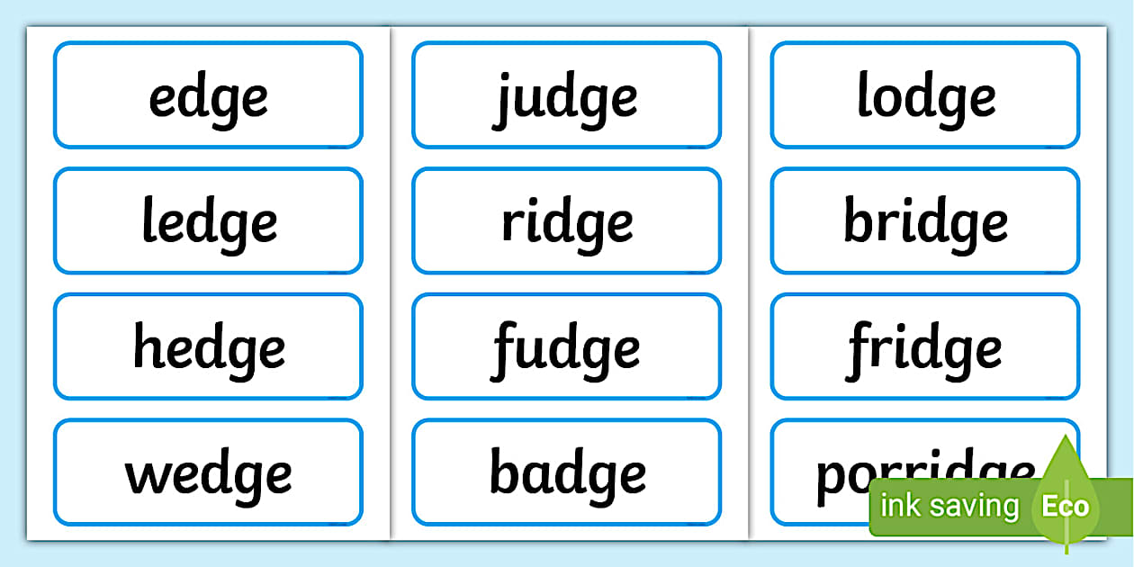 -dge Word Cards (teacher made) - Twinkl