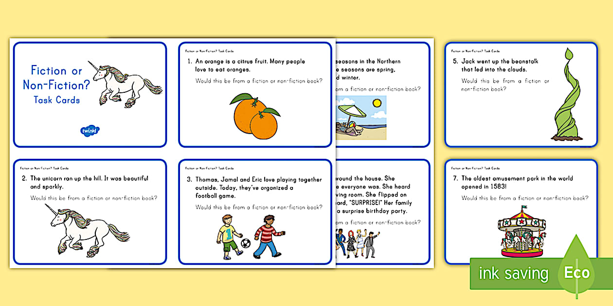 Fiction or Non-Fiction Task Cards - Primary Resources