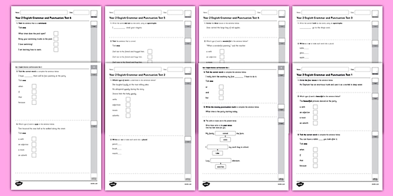 KS1 SATs Papers - Grammar and Punctuation Test Pack - Year 2