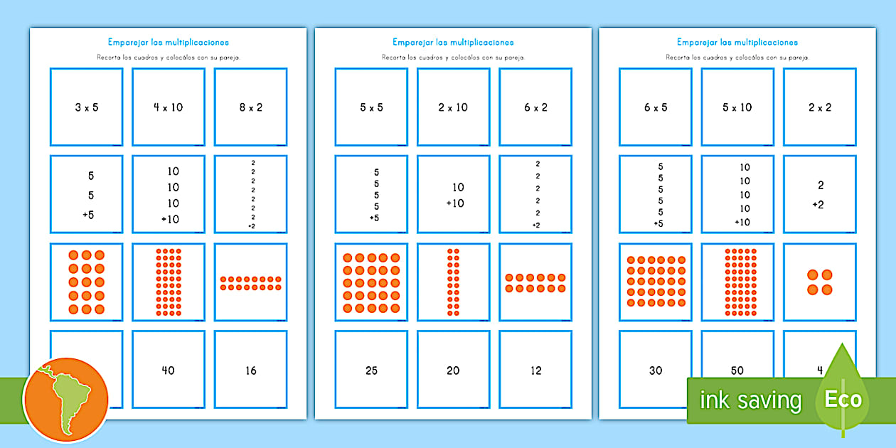 Tarjetas de emperejar: Multiplicación (Teacher-Made)