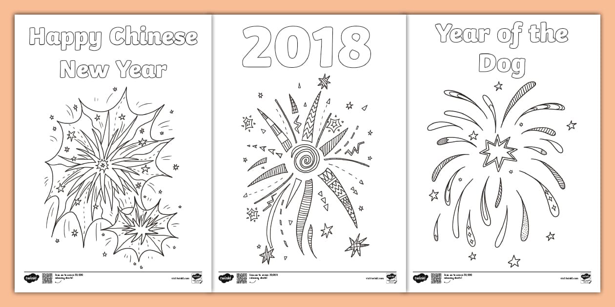 Chinese New Year Fireworks Coloring Pages (Teacher-Made)
