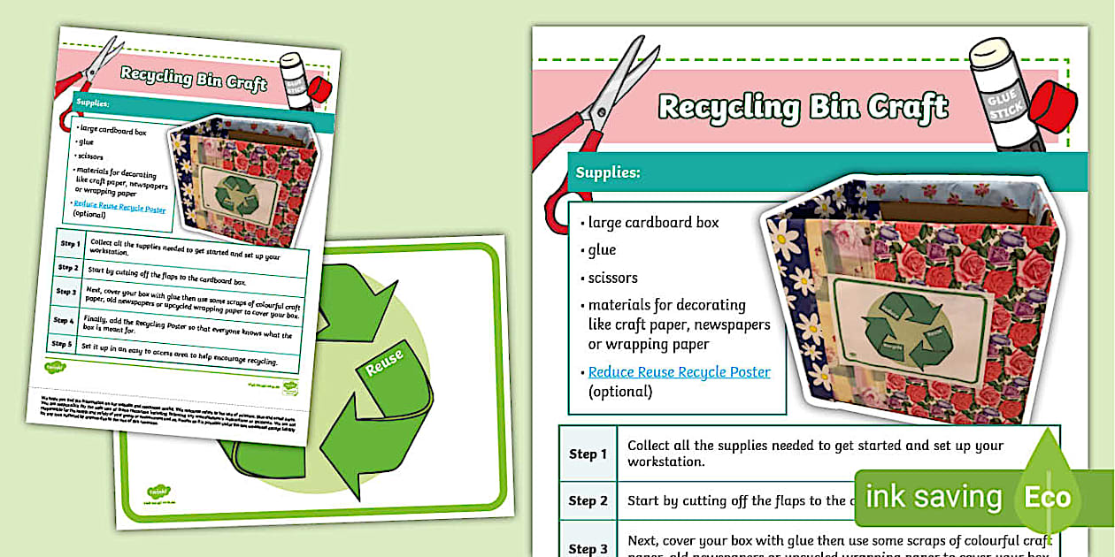 Recycling Bin Craft (teacher made) - Twinkl