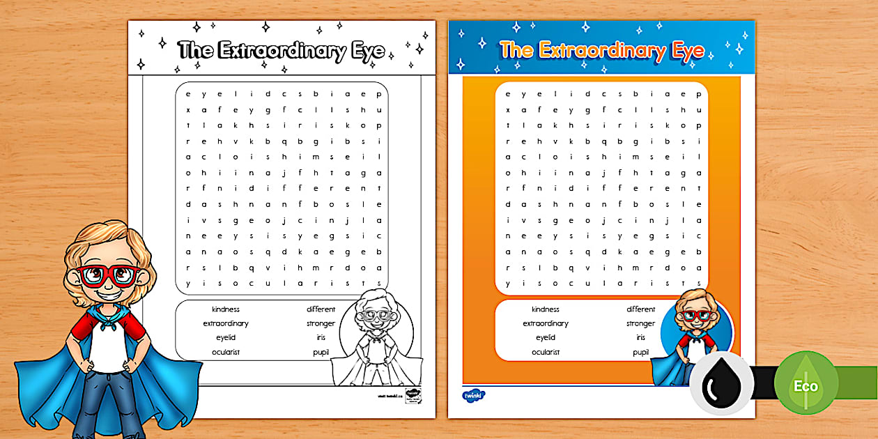 The Extraordinary Eye Word Search (Teacher-Made) - Twinkl