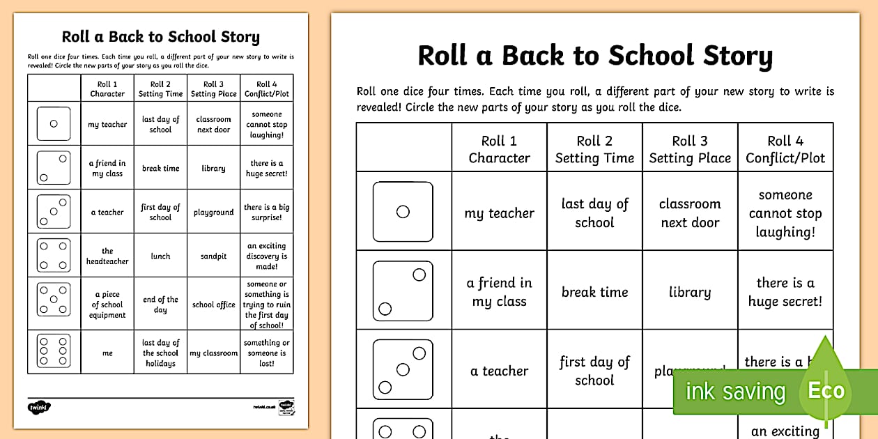 Roll a Back to School Story Storyboard Template - Twinkl