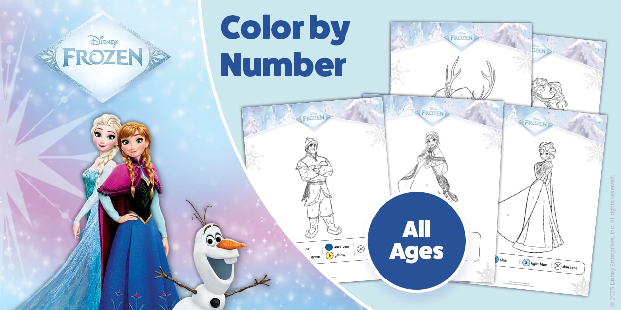 Frozen Color by Number Worksheets for Kids | Twinkl USA