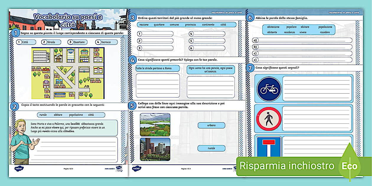 Attività Lessico su Città e Luoghi (teacher made) - Twinkl