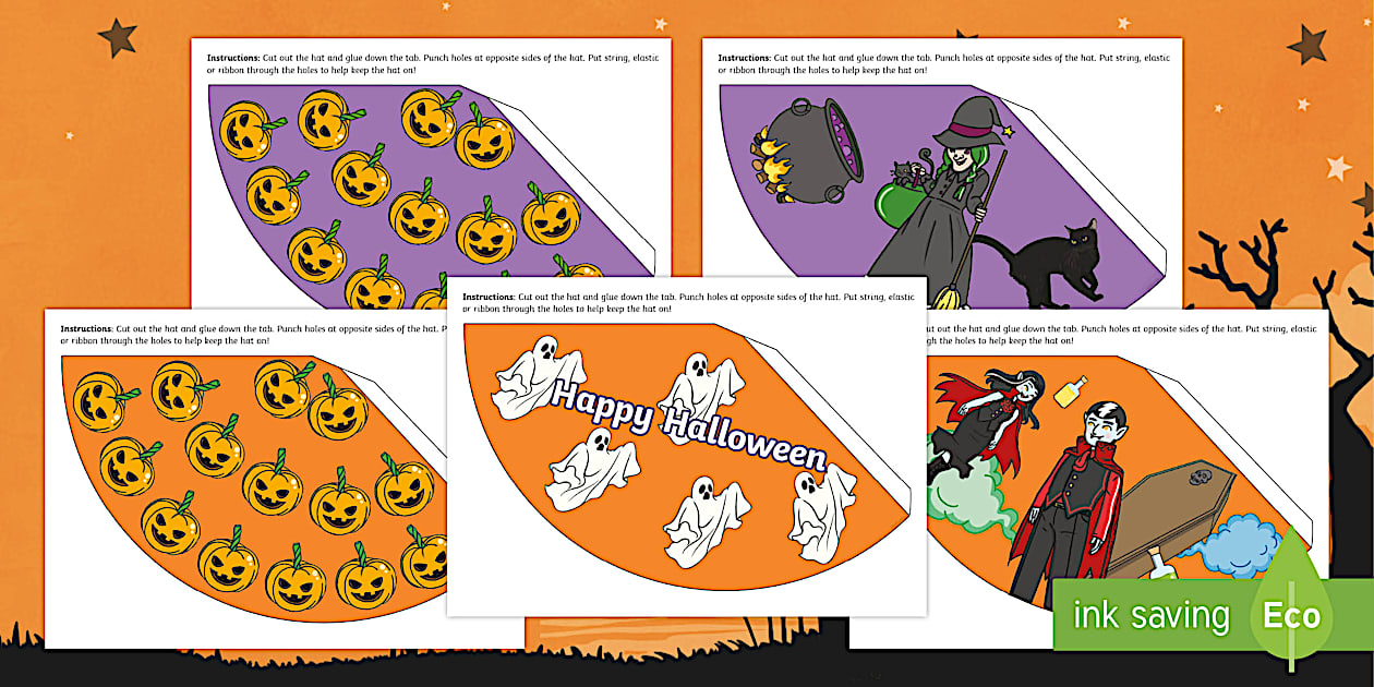 Halloween Party Hats (teacher made) - Twinkl