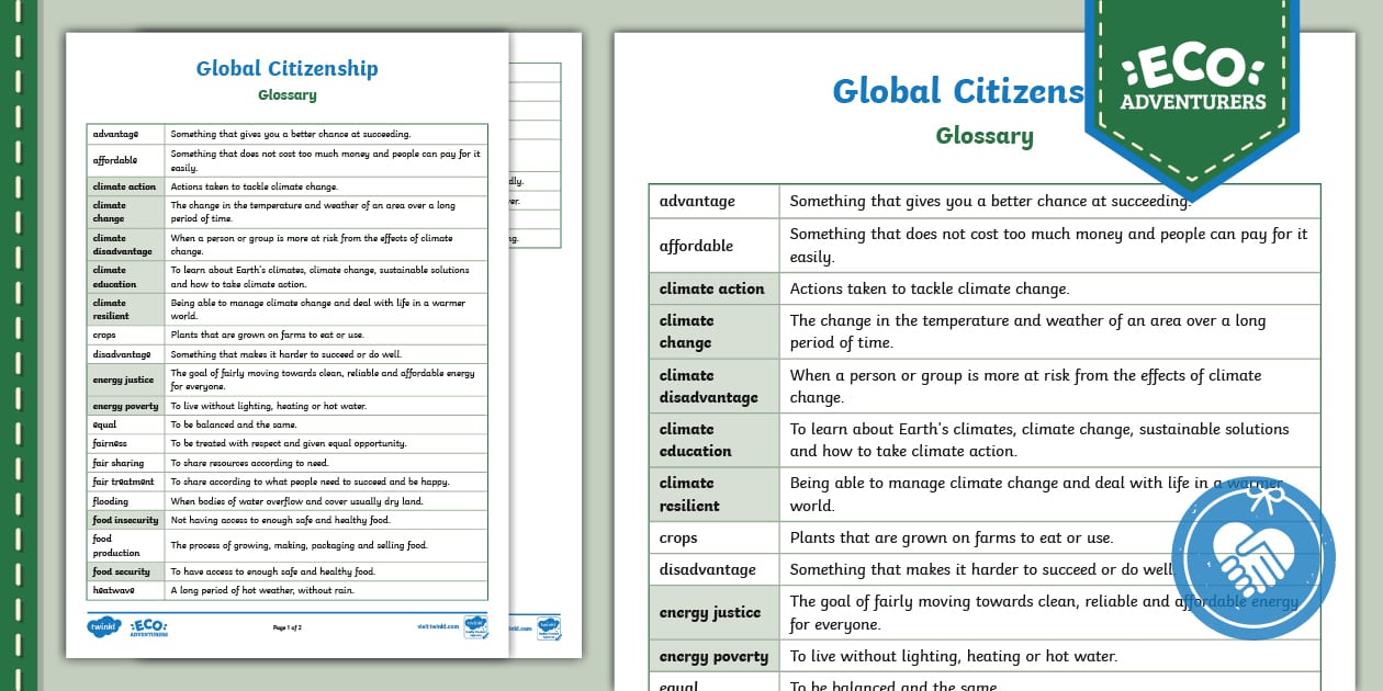 Year 4 Global Citizenship: Key Vocabulary Glossary