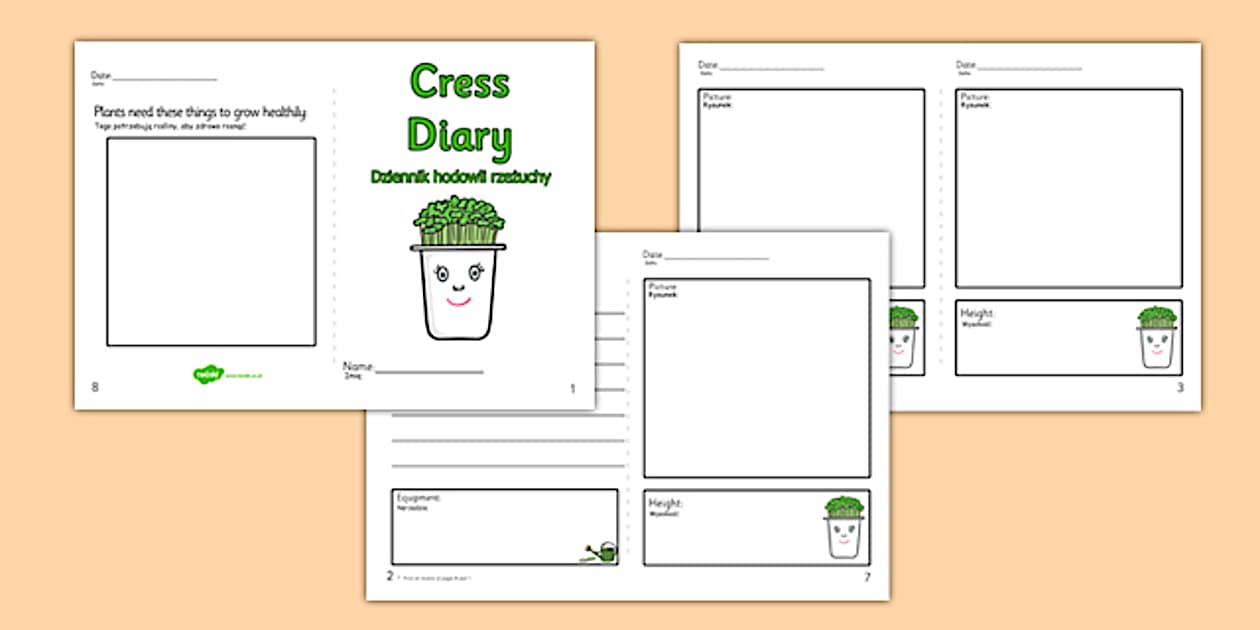 Growing Cress Diary Writing Frame Polish Translation