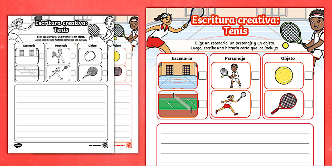 Hoja de actividad: Escritura creativa - Tenis - Twinkl