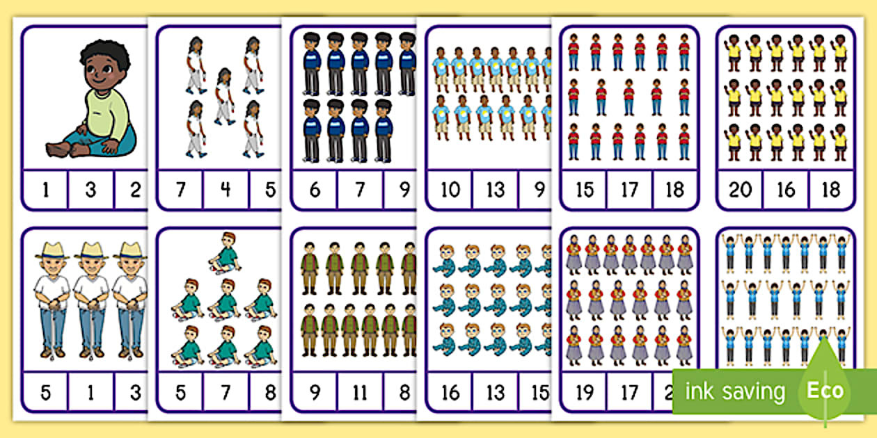 My Family Counting to 20 Clip Cards (Hecho por educadores)