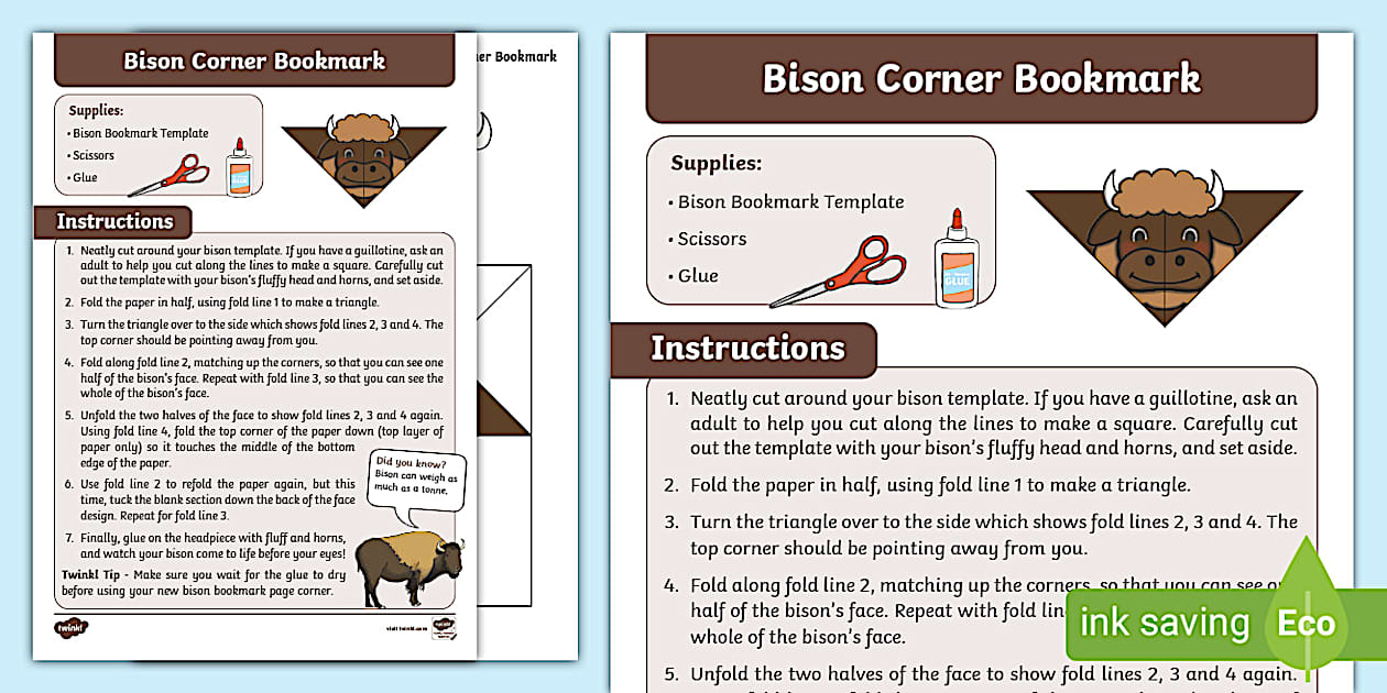 Page Corner Bison Bookmark Craft | Twinkl Craft Activities