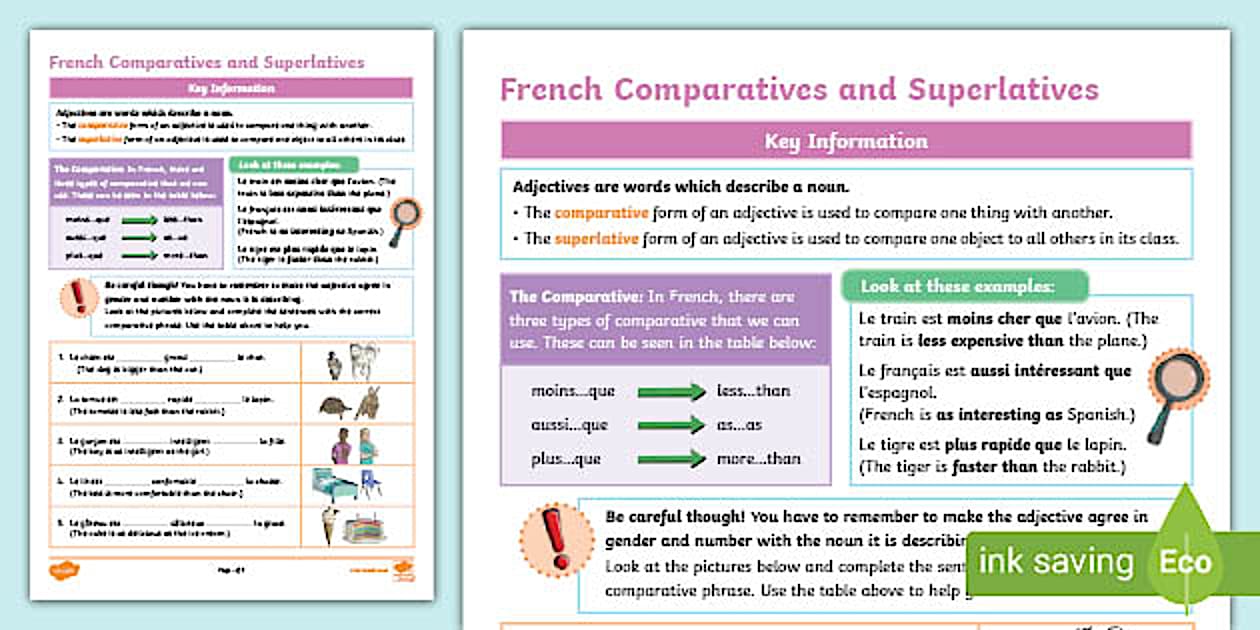 👉 Superlatives in French | Comparatives in French | Twinkl KS2