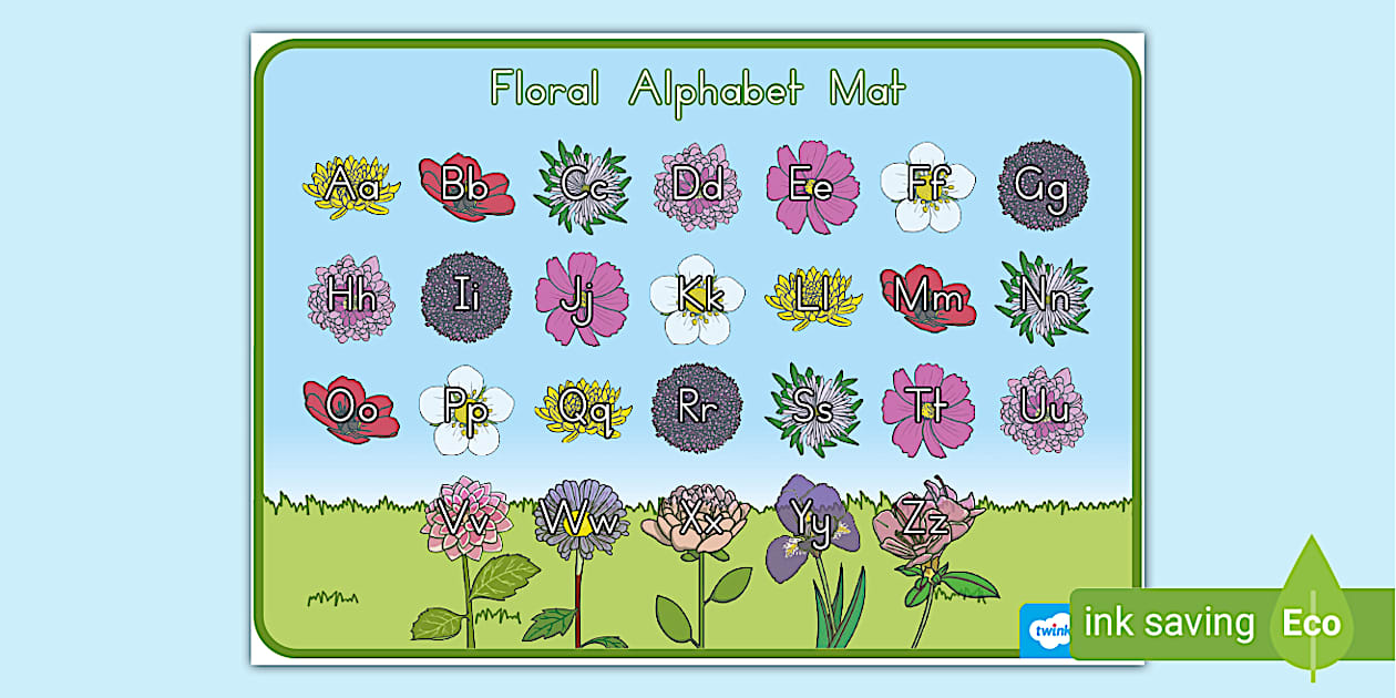 Cursive Floral Alphabet Mat (teacher made) - Twinkl