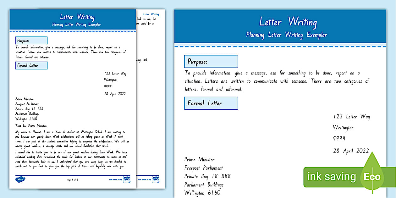 Level 3 (Phase 2) Writing - Letter Writing Exemplar - Twinkl