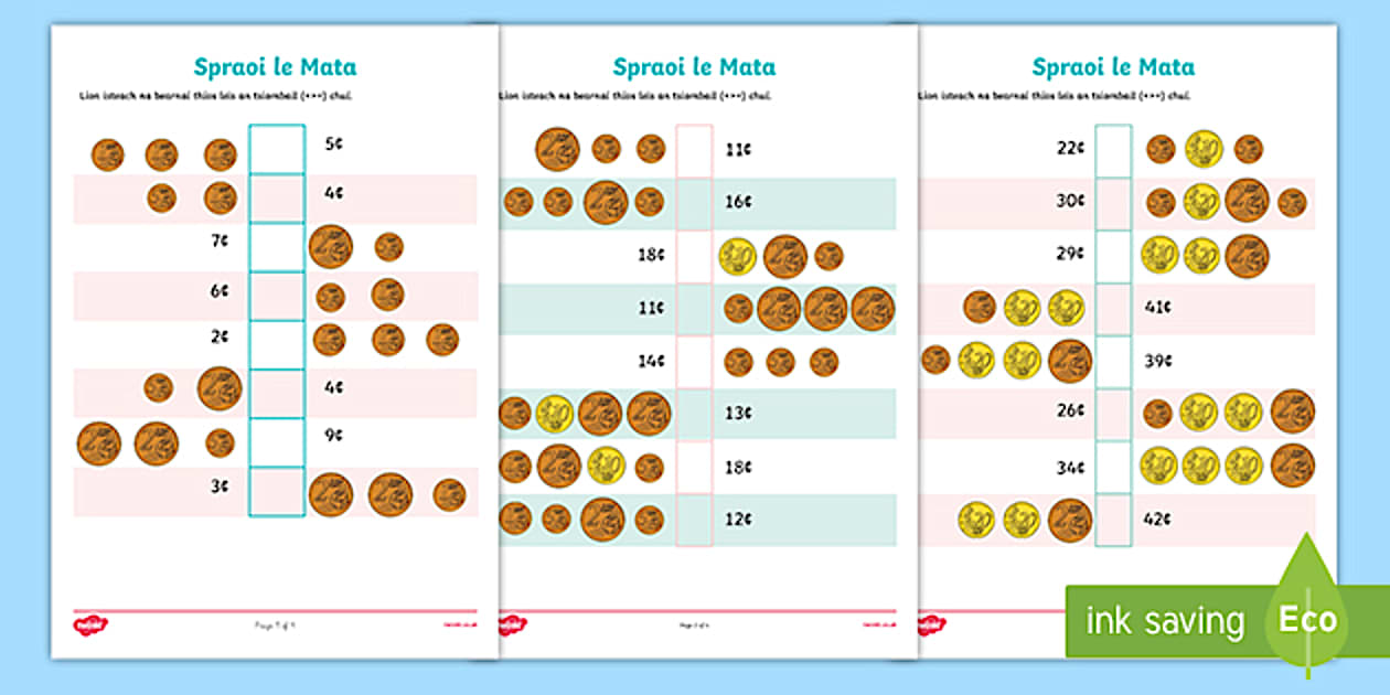 Bileog Oibre: Spraoi le Mata Worksheet / Worksheet - Twinkl