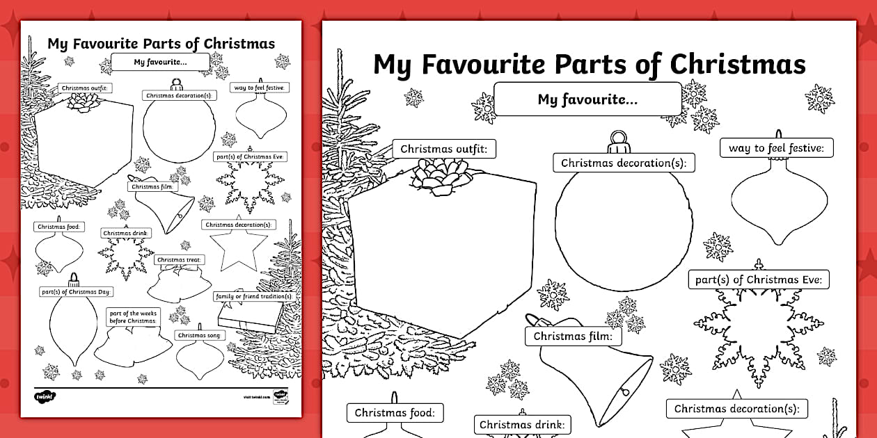 My Favourite Parts of Christmas Worksheet - Twinkl