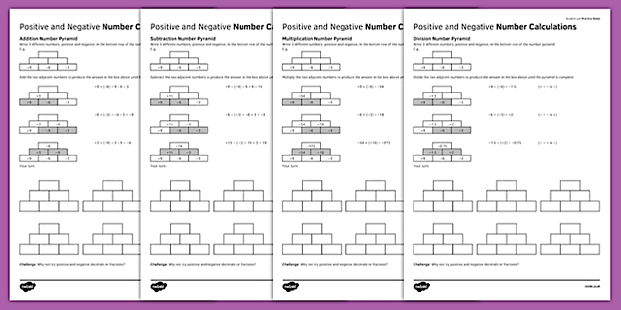 Negative Number Pyramids | KS3 Maths | Beyond - Twinkl