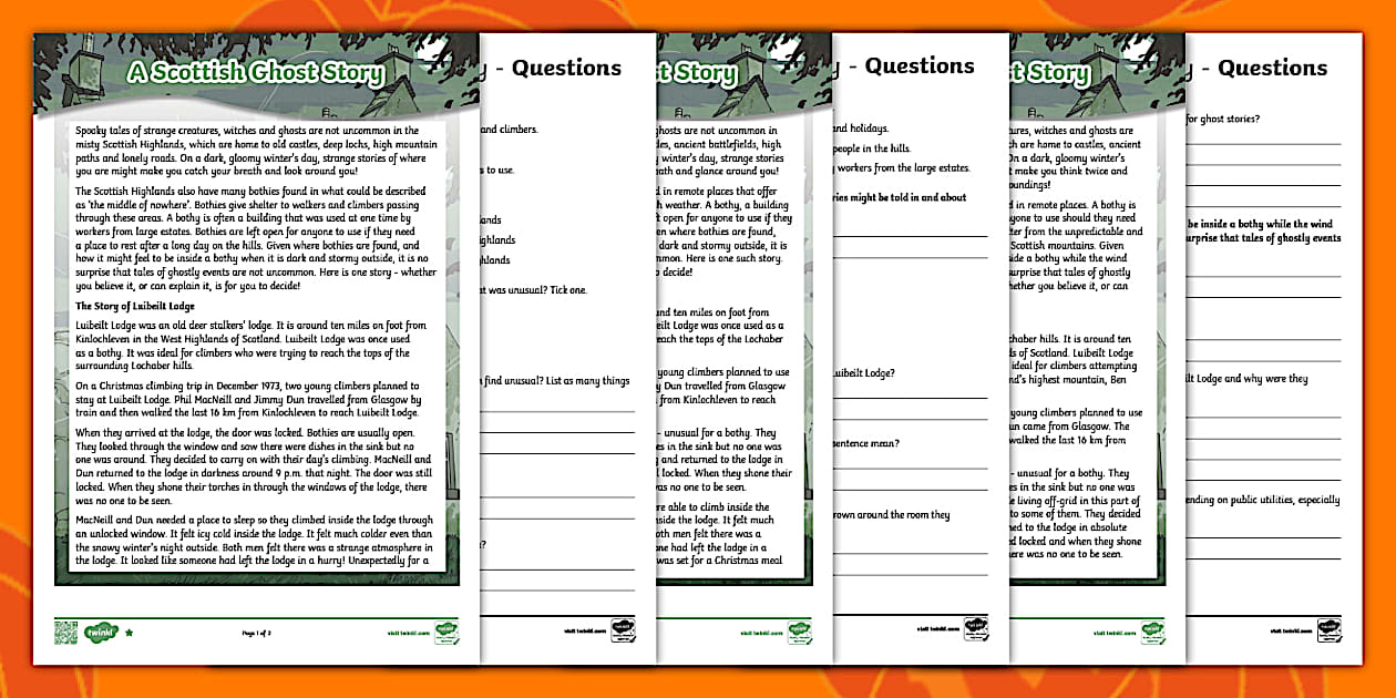 A Scottish Ghost Story Differentiated Reading Comprehension