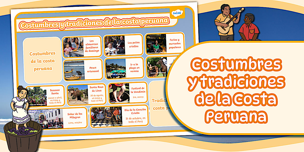 Lámina: Costumbres y tradiciones de la costa peruana