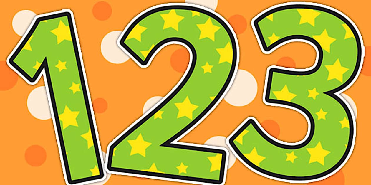 Green and Yellow Stars Themed A4 Display Numbers - Twinkl