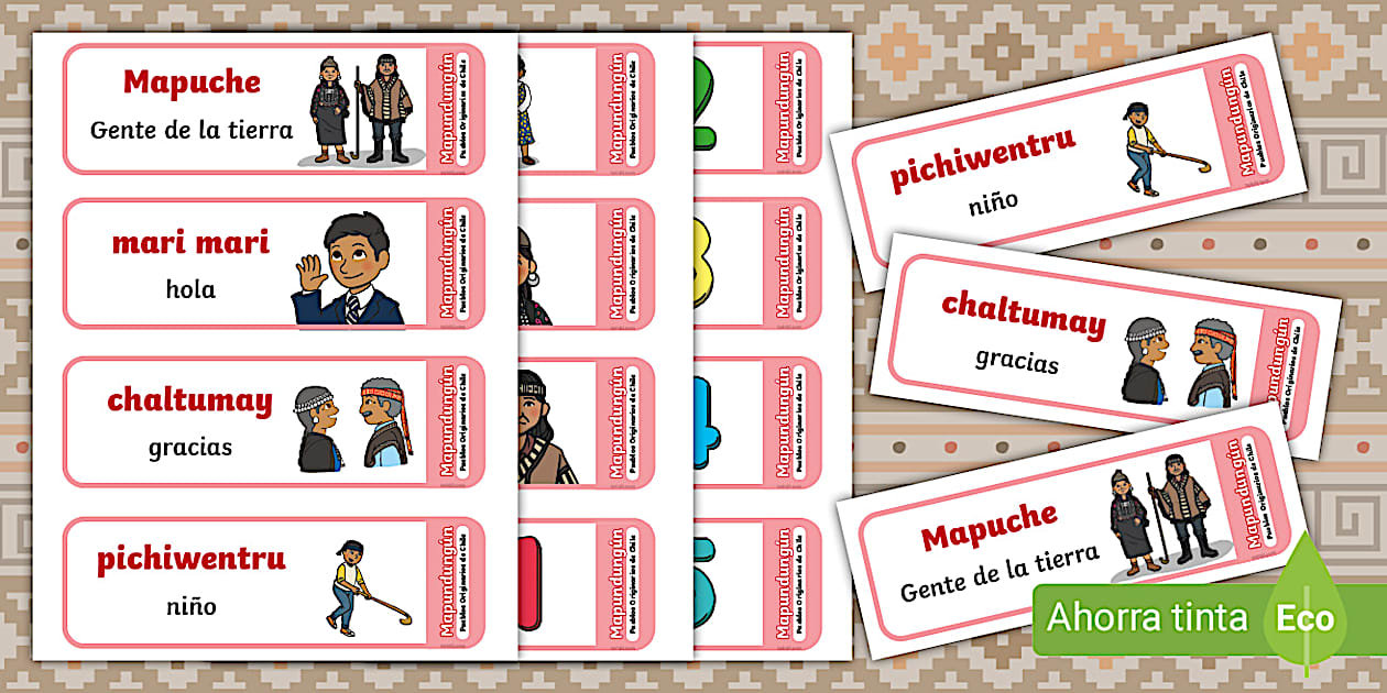 Tarjetas de vocabulario: mapudungún - español - Twinkl