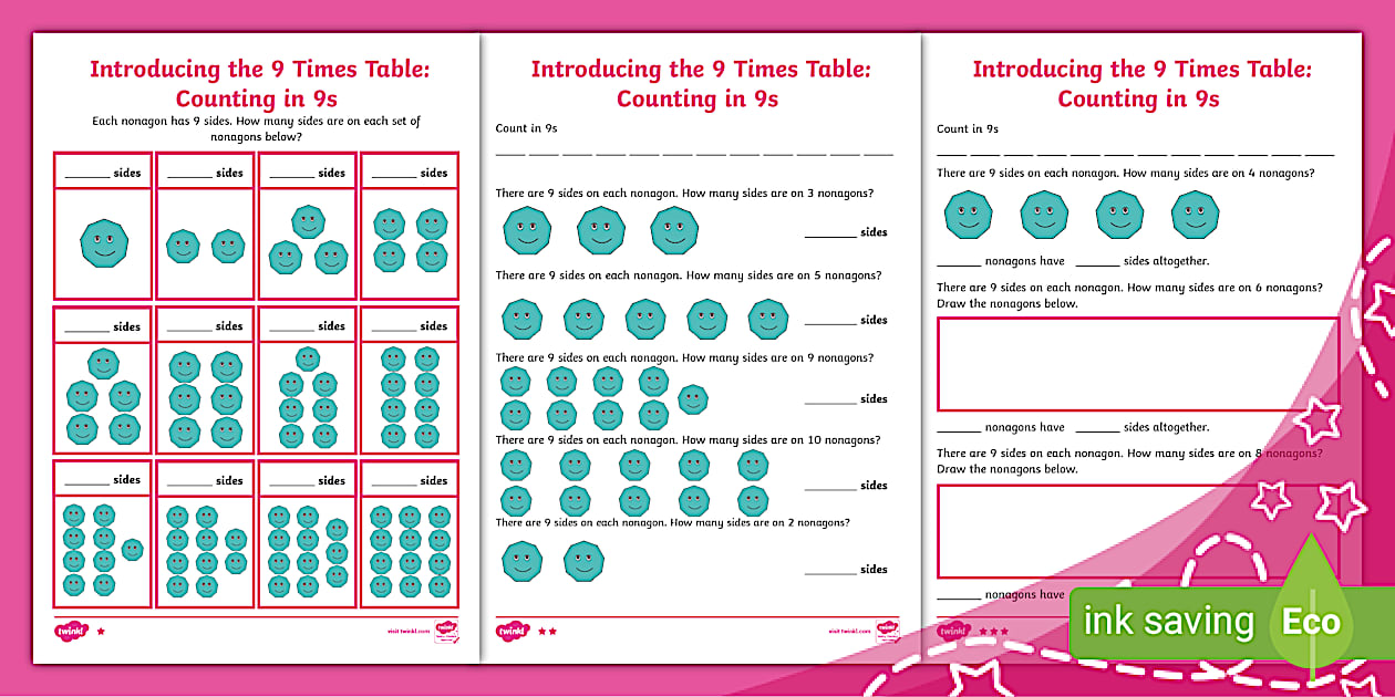 Introduction to the 9 Times Table Differentiated Worksheets