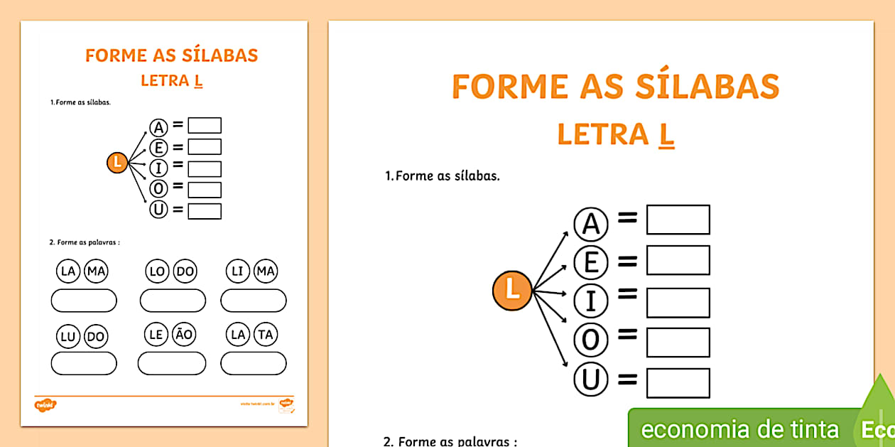 Forme as Sílabas - 'L' (teacher made) - Twinkl