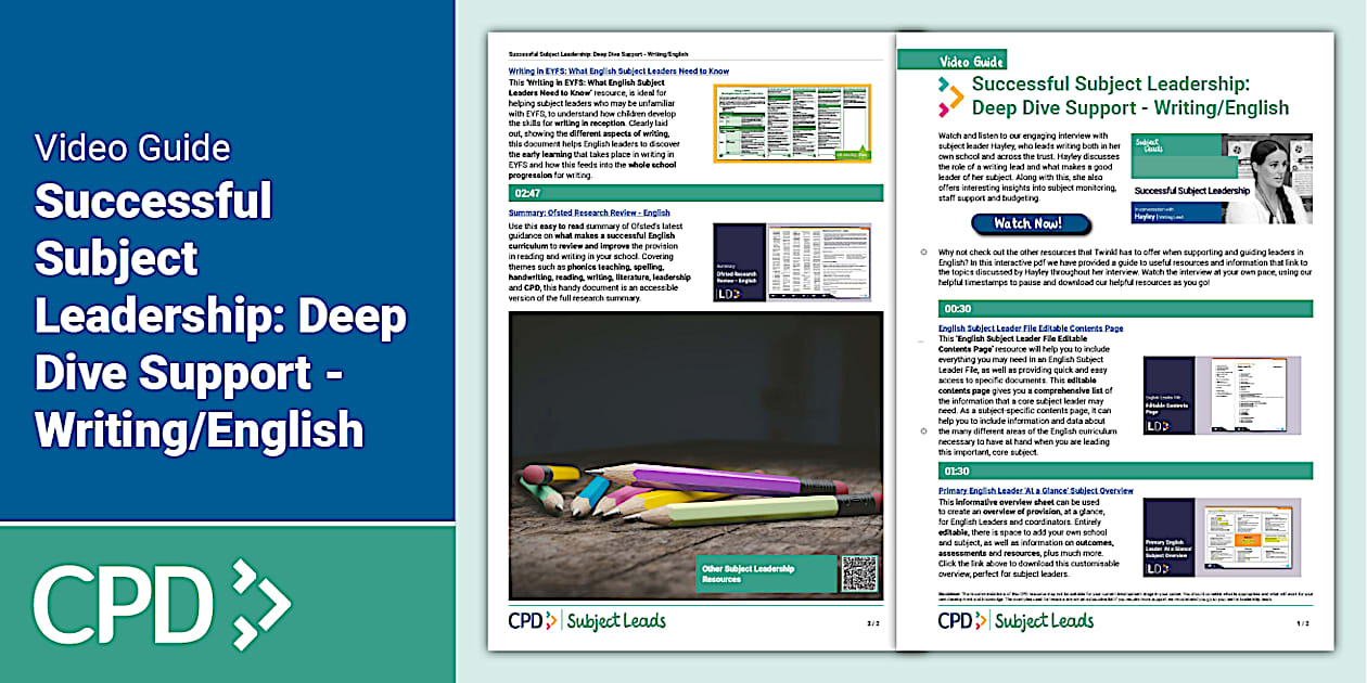 Successful Subject Leadership: Deep Dive Support - Writing/English