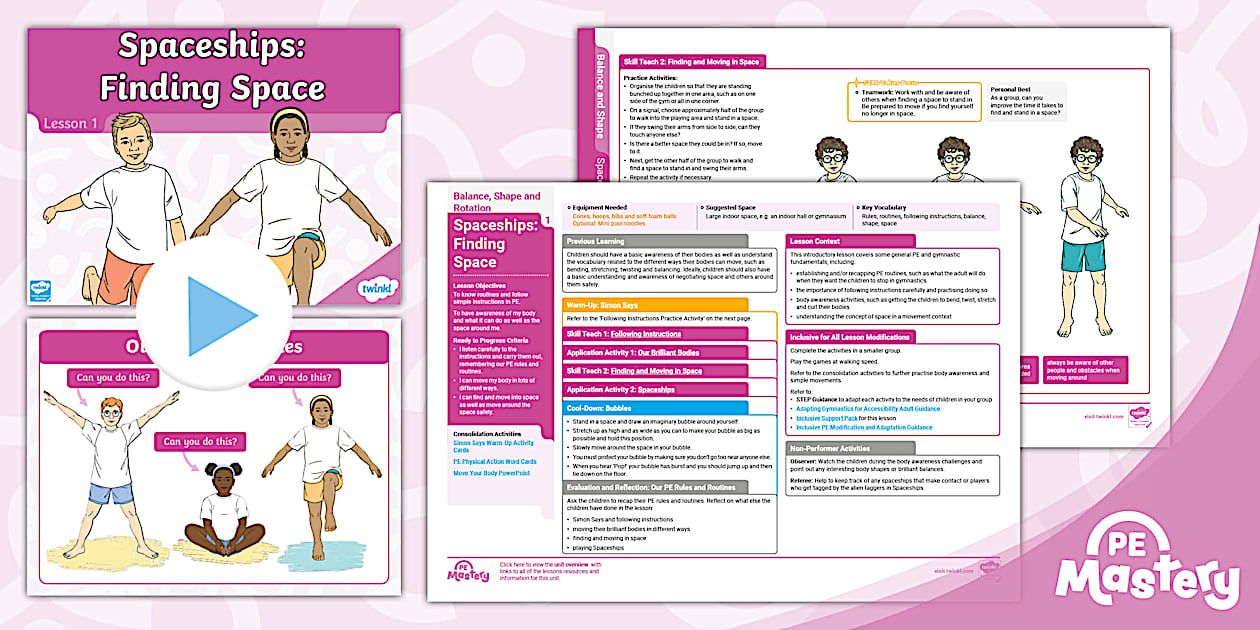 Year 1 Gymnastics Balance and Shape Lesson - Finding Space