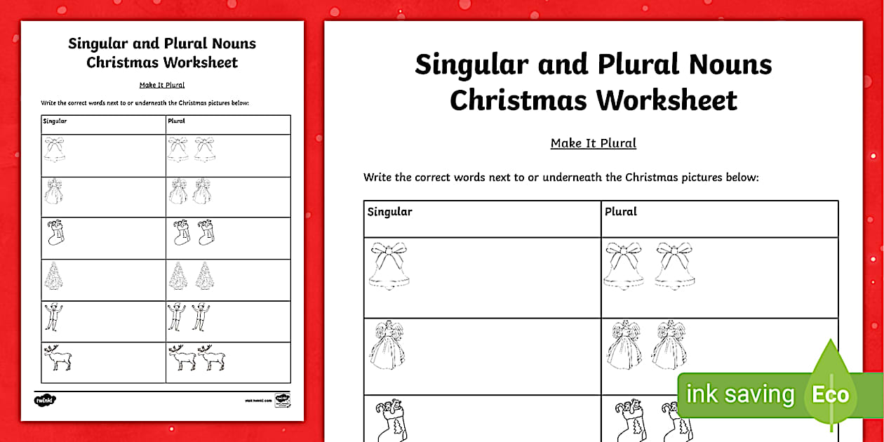 Christmas Plural Nouns - Primary Resources (teacher made)
