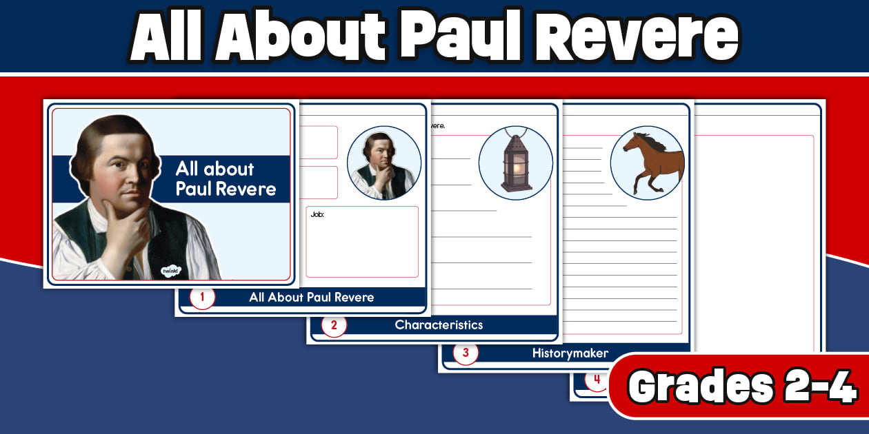 All About Paul Revere Flip Book for 2nd-4th Grade