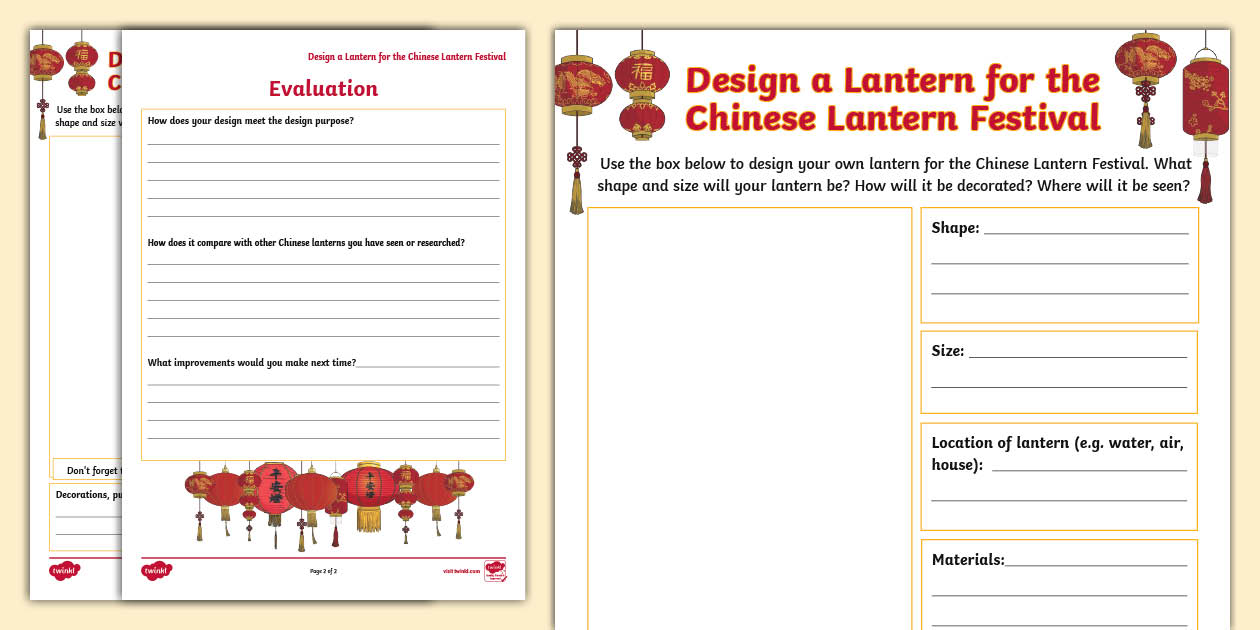 Design a Lantern for the Chinese Lantern Festival Worksheet