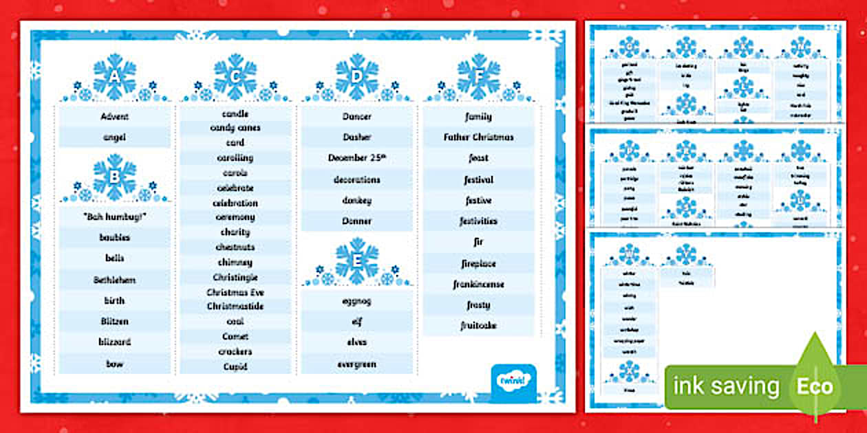 Christmas-Related Words - Word List Posters - KS2 - Twinkl