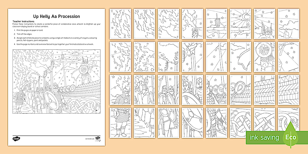 Up Helly Aa Procession Collaborative Colouring Activity Pack