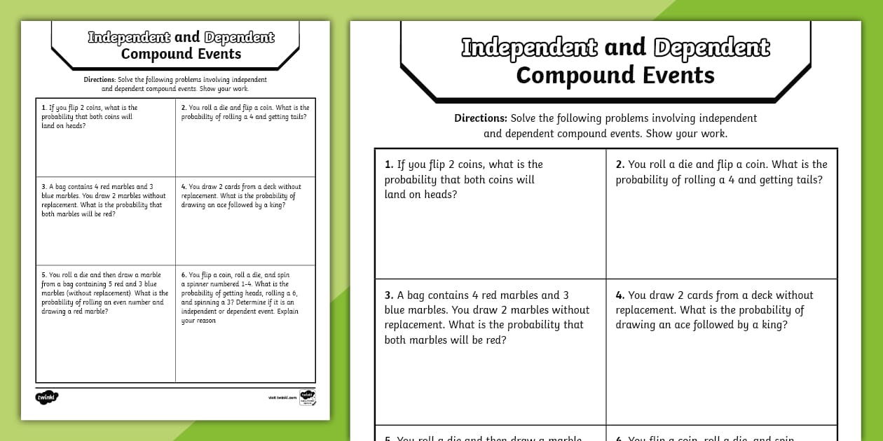 Seventh Grade Independent and Dependent Compound Events Home