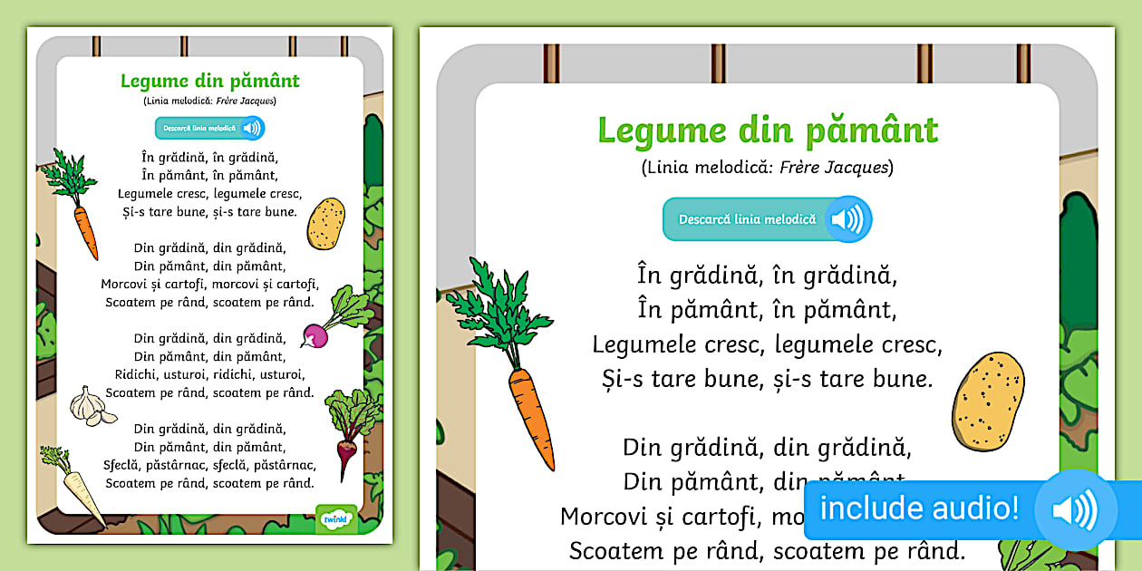 Legume din pământ – Cântec pentru copii - Twinkl