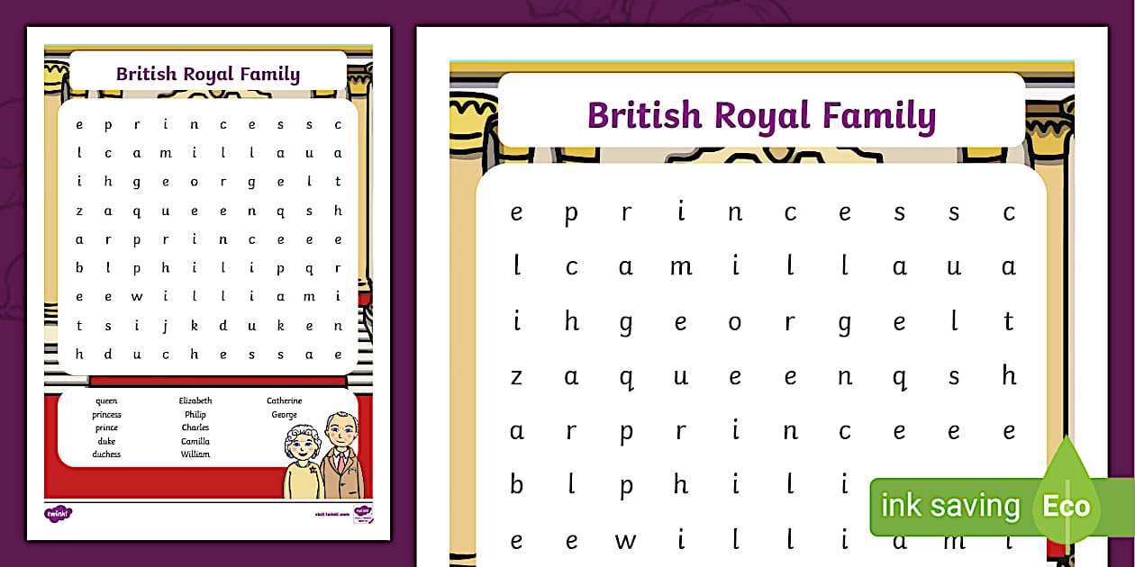 KS1 British Royal Family Word Search | Twinkl (teacher made)