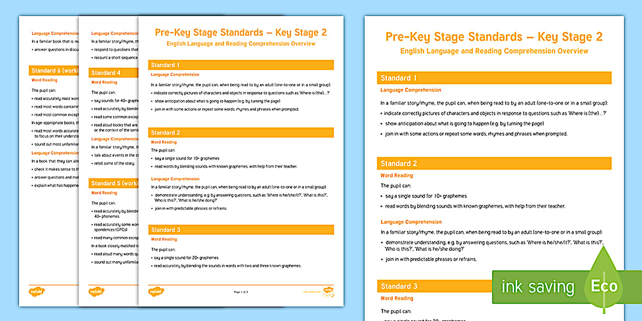 Pre-Key Stage Standards KS2 English Reading Overview
