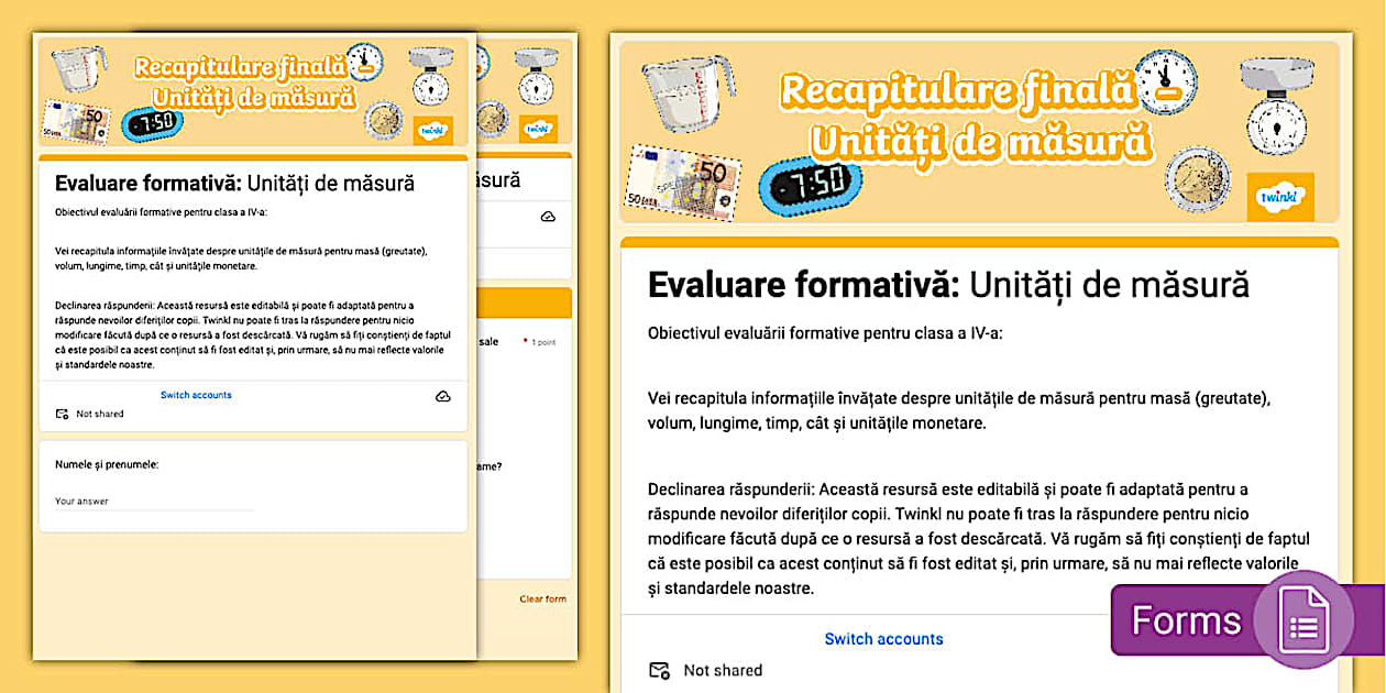 Recapitulare finală unități de măsură – Evaluare clasa 4