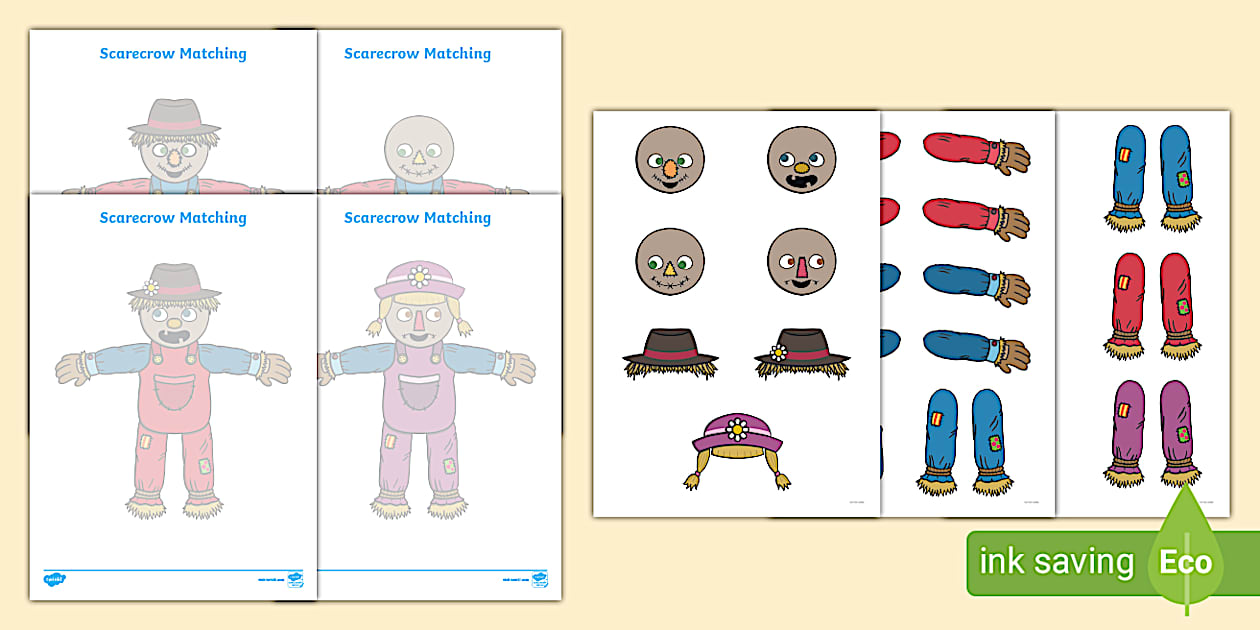 Scarecrow Matching Activity Sheets (teacher made) - Twinkl