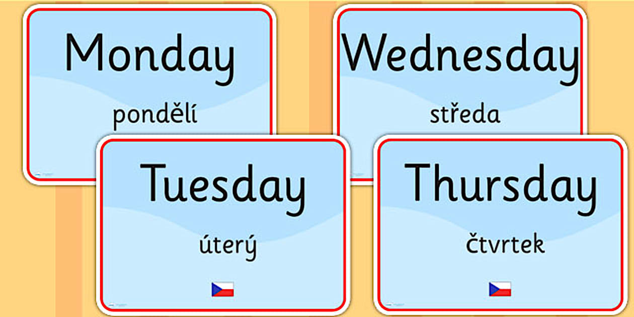 Days of the Week Signs EAL Czech Version (teacher made)