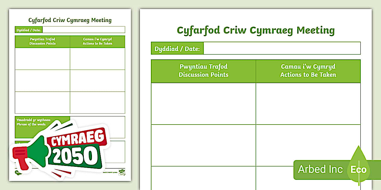 Cymraeg Campus: Nodiadau Cyfarfod Criw Cymraeg Meeting Notes