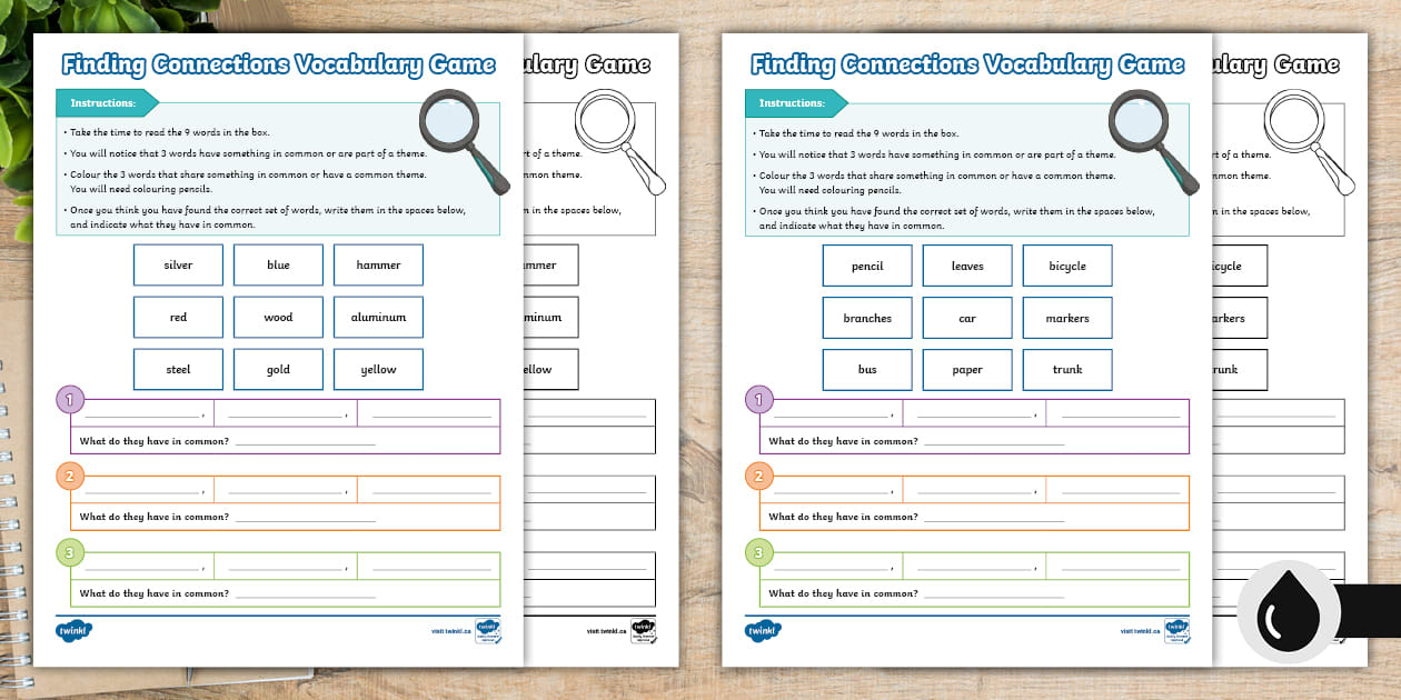 Finding Connections Vocabulary Game (teacher made) - Twinkl