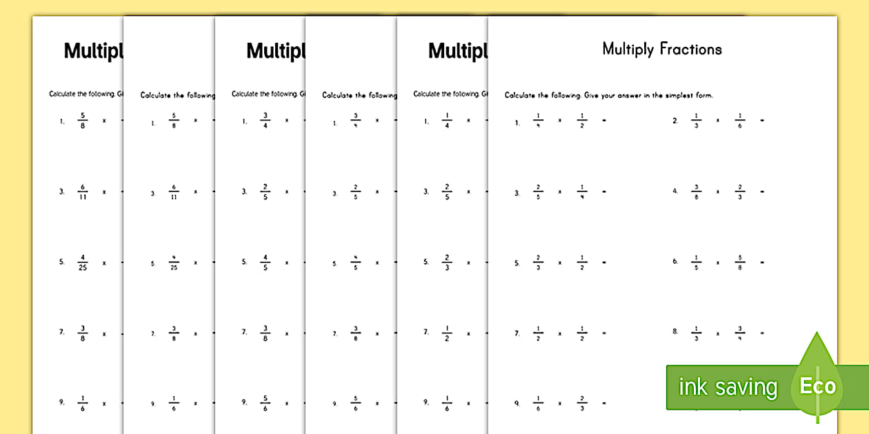 Multiply Fractions Differentiated Worksheets for 3rd-5th Grade