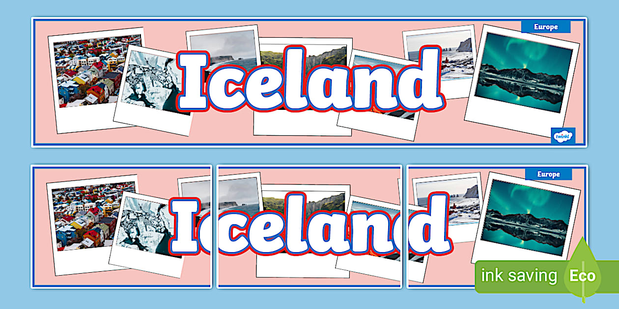Iceland Polaroid-Themed KS2 Display Banner (Teacher-Made)