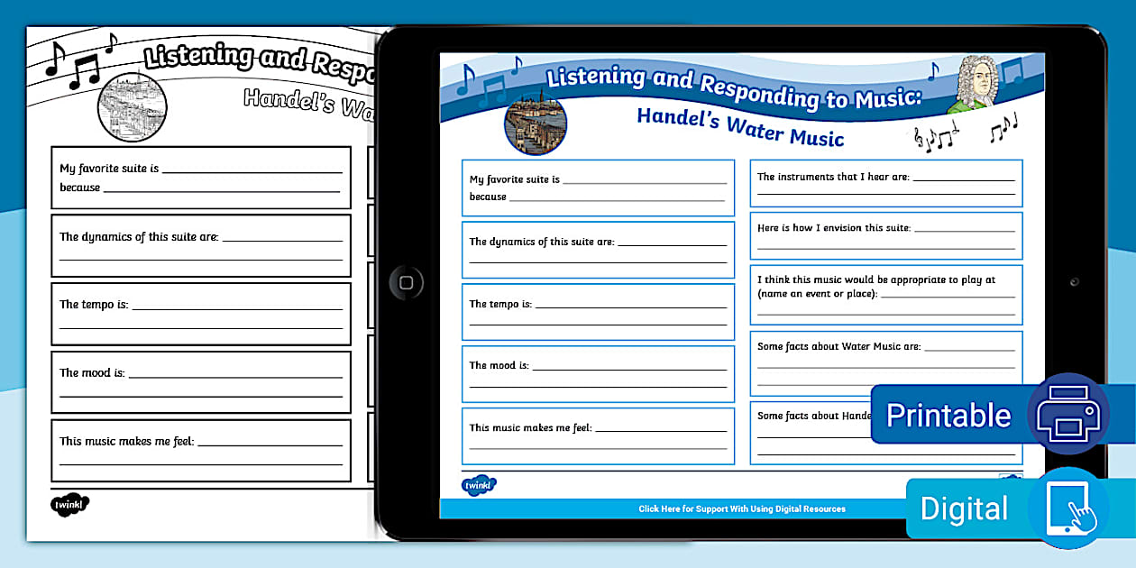 Handel's Water Music Activity Sheet | Resources | Twinkl USA