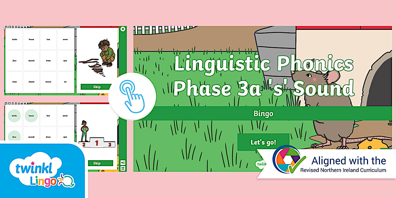 Linguistic Phonics Phase 3a 's' Sound Bingo Game - Twinkl