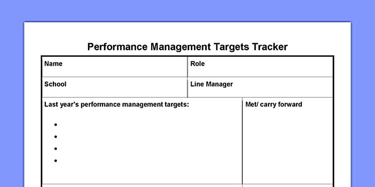 Performance Management Targets Tracker (teacher made)